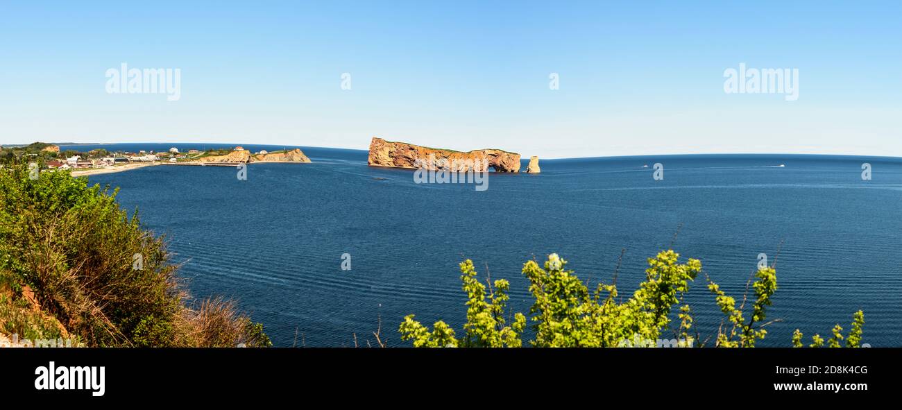 Nice Famous Rocher Perce rock in Gaspe Stock Photo - Alamy