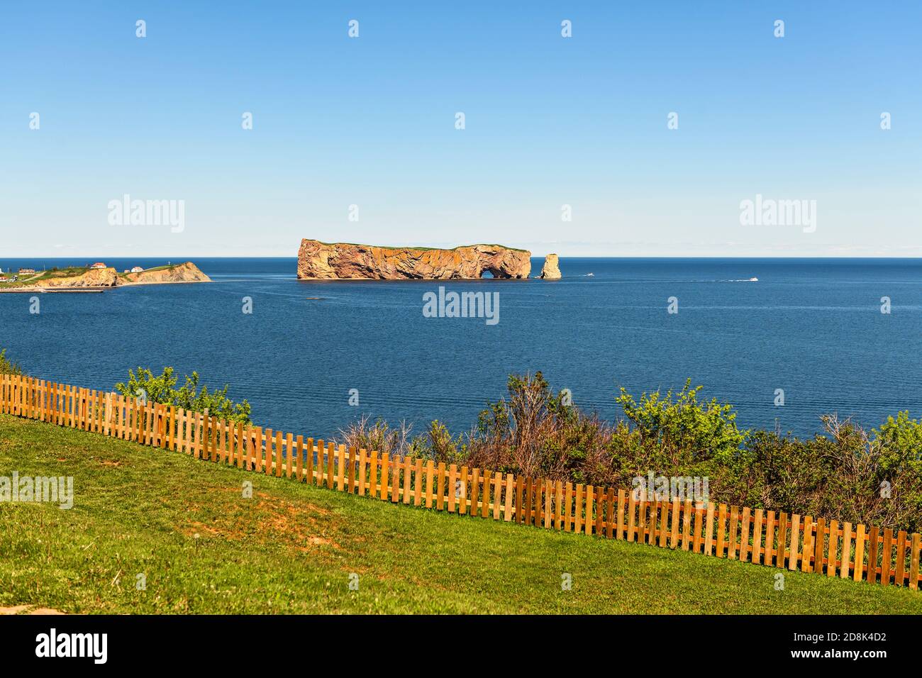 Nice Famous Rocher Perce rock in Gaspe Stock Photo - Alamy