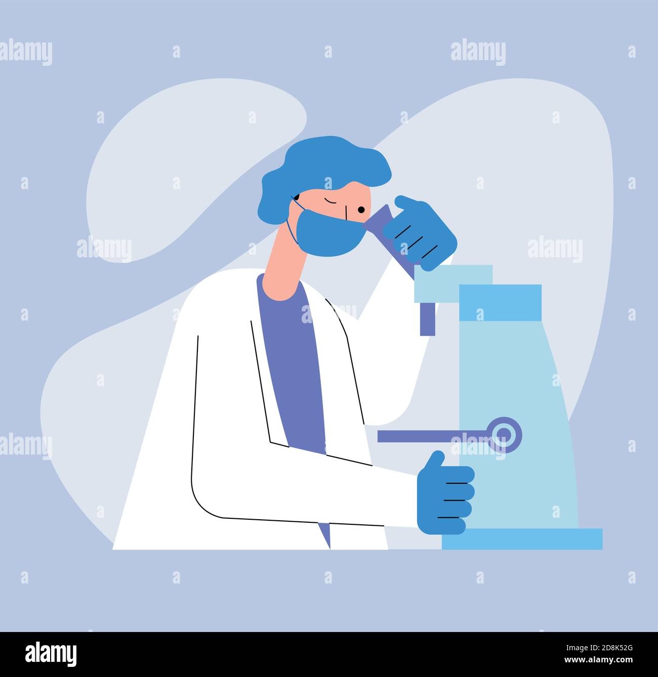 male doctor laboratory using microscope vector illustration design ...
