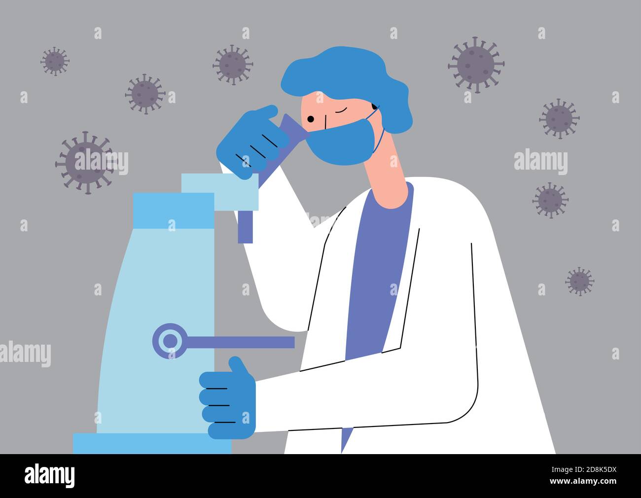 male doctor laboratory using microscope vector illustration design ...