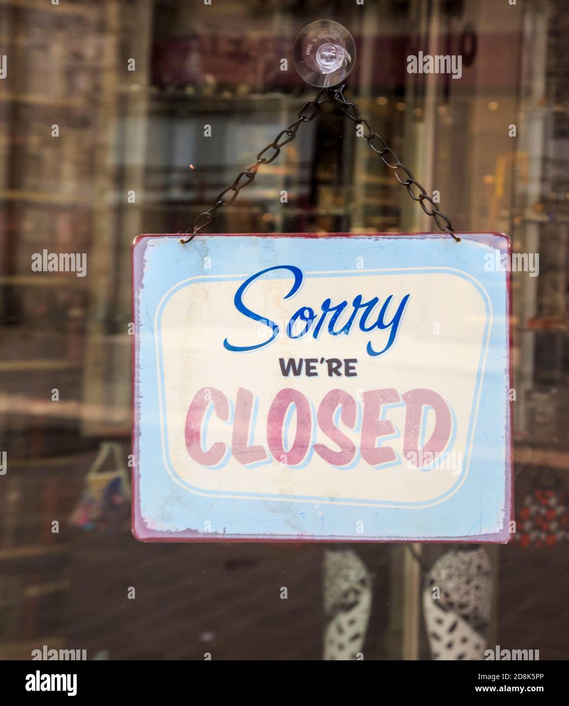 Chartres, France - October 30, 2020: Image of "Sorry We're closed ...