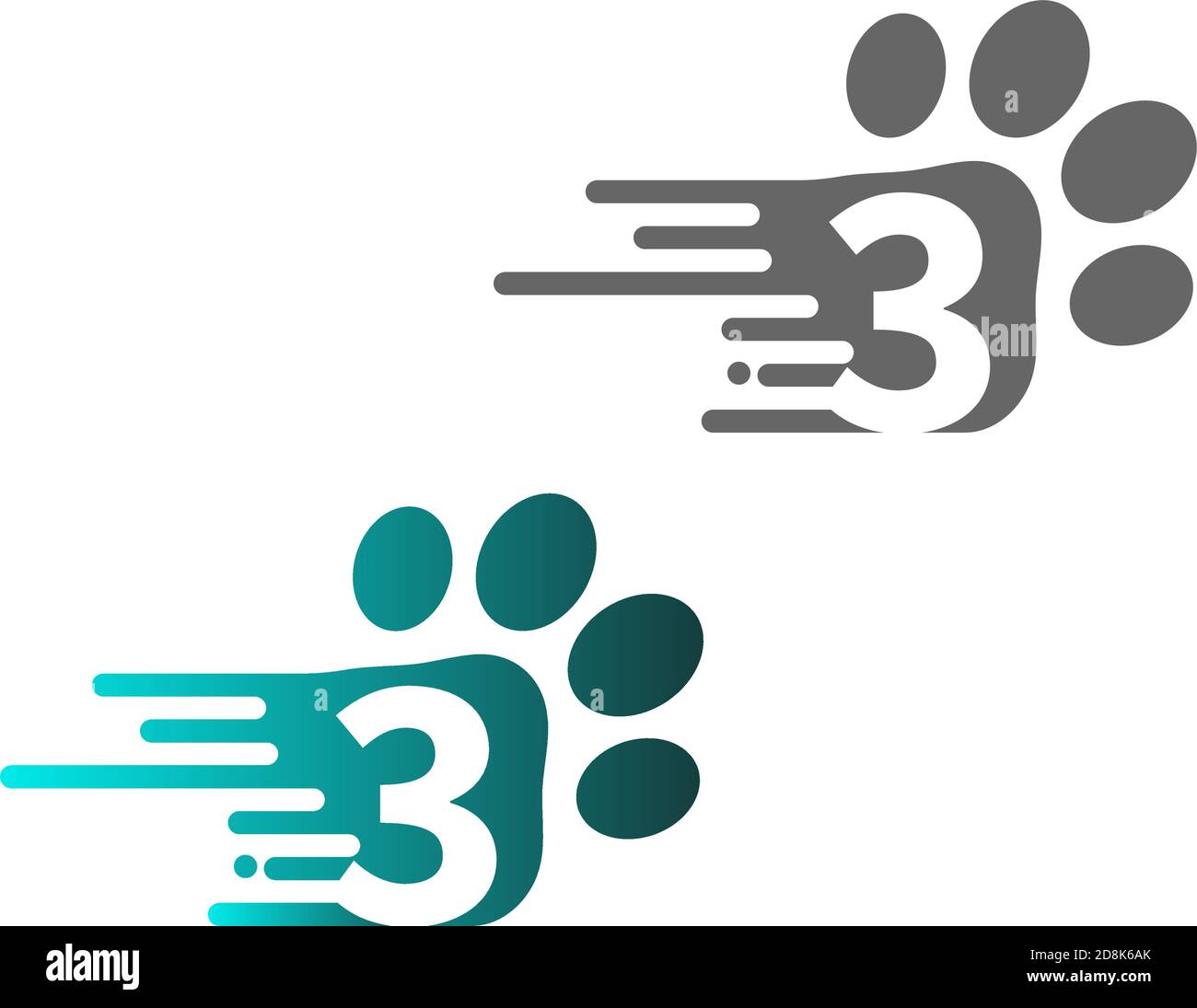Number 3 icon on paw prints logo design Stock Vector Image & Art - Alamy