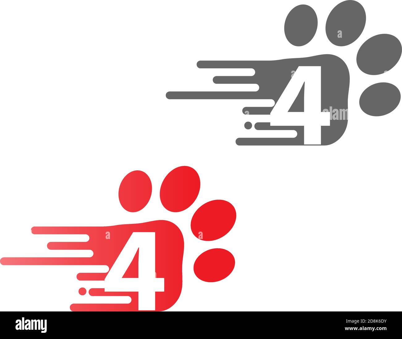 Number 4 icon on paw prints logo design Stock Vector Image & Art - Alamy