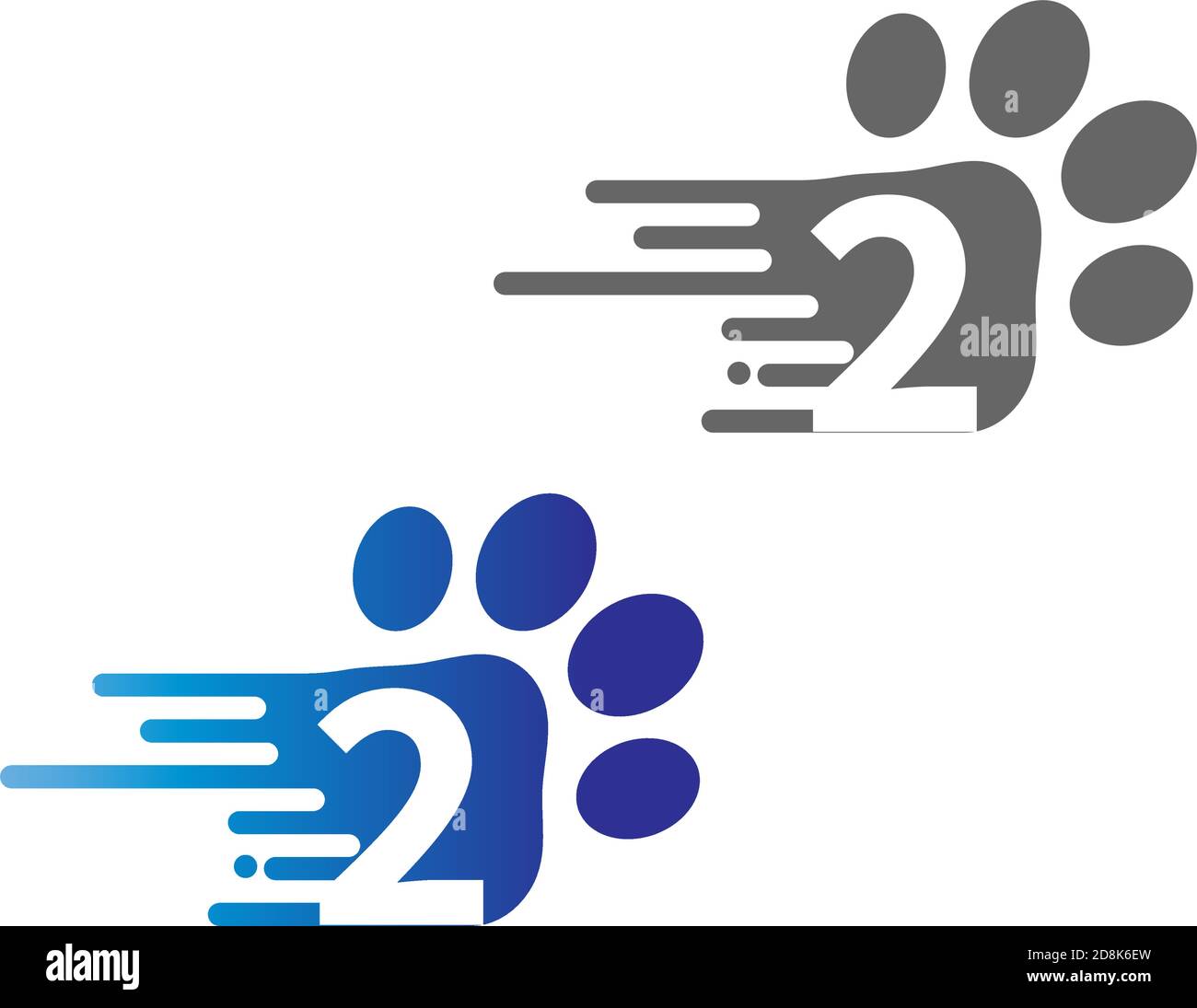 Number 2 icon on paw prints logo design Stock Vector Image & Art - Alamy