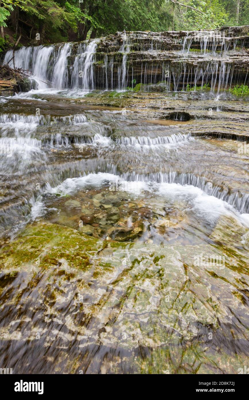 Au Train Falls, late Summer, near Munising, Michigan, USA Stock Photo ...