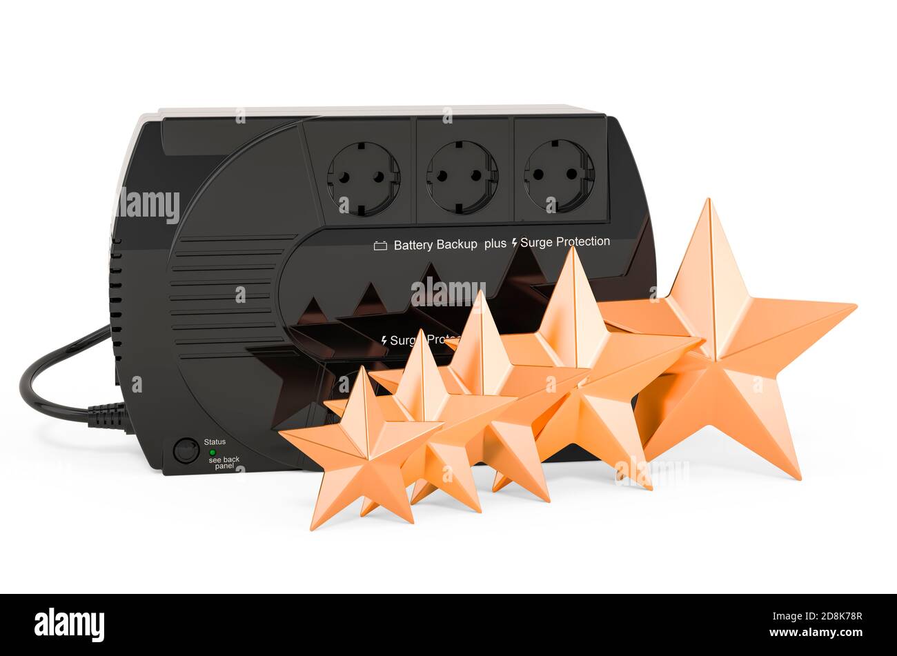 Customer rating of UPS uninterruptible power supply. 3D rendering ...