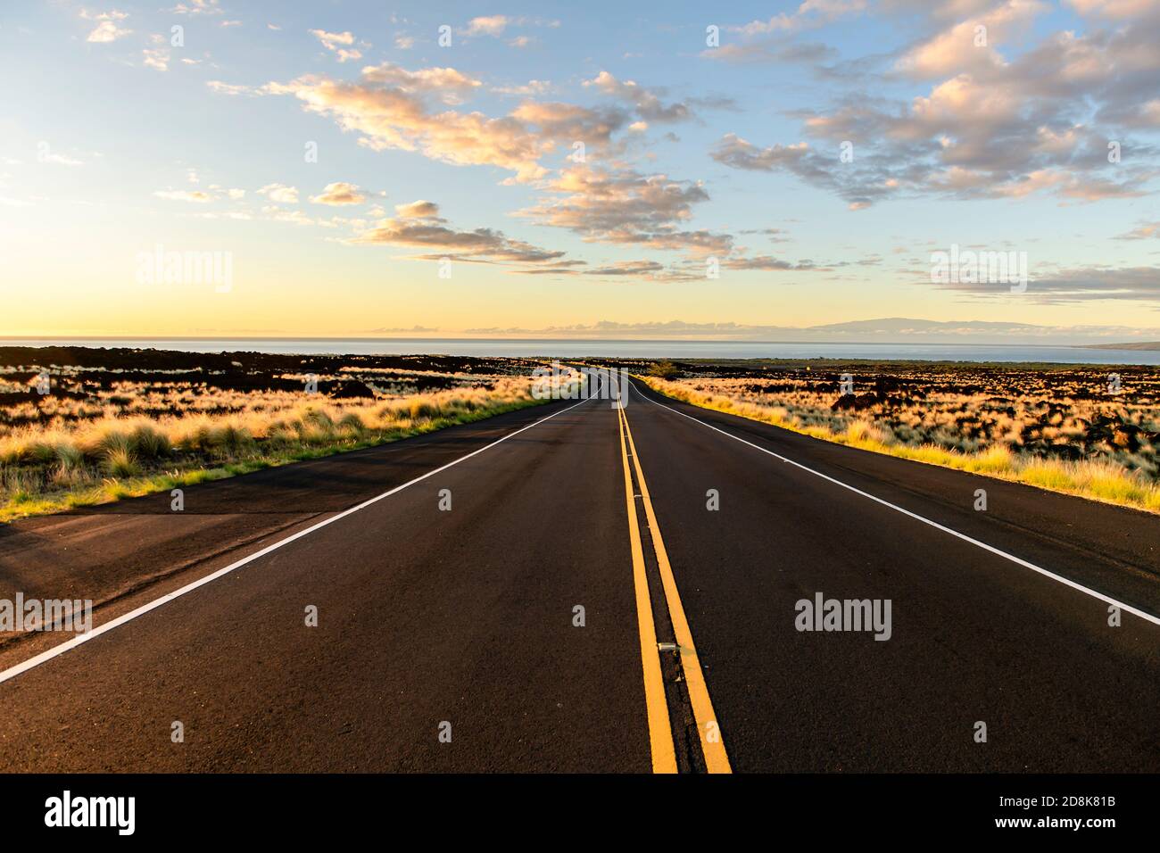 The Road to sunset ocean Big island Hawaii Stock Photo - Alamy