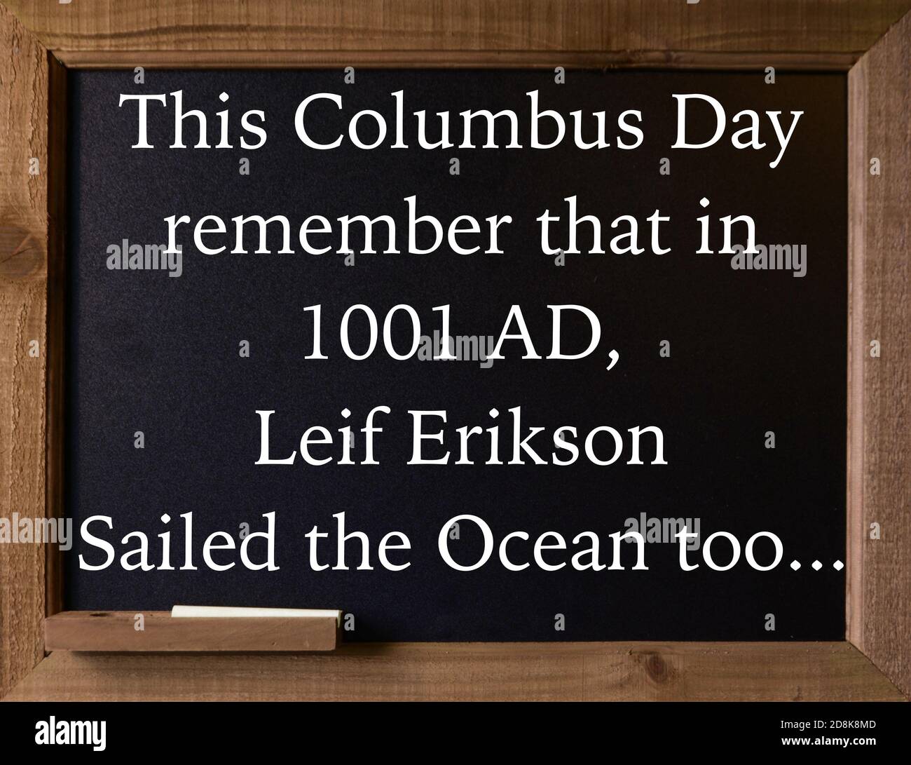 Chalkboard with Columbus Day message Stock Photo - Alamy