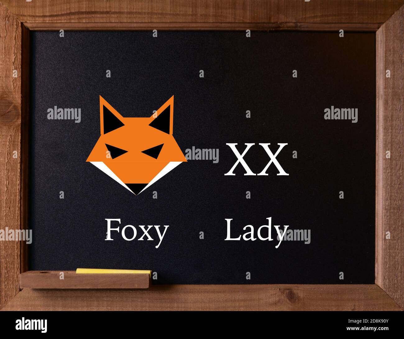 Graphic on a chalkboard, to represent the phrase, Foxy Lady Stock Photo ...