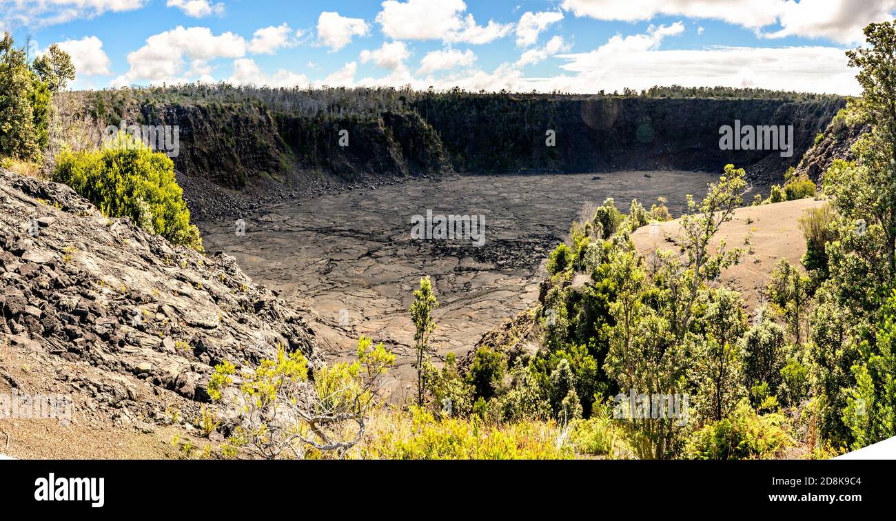 The Hawaii volcanoes National Park crater on the caldera Halemaumau ...