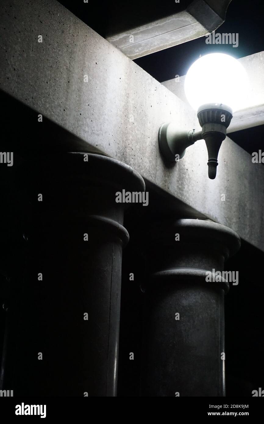 Art Deco columns by night. Marine parade, Napier, New Zealand Stock ...