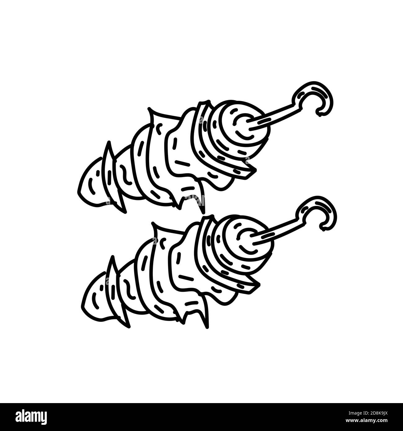 Chicken Kebab Icon. Doodle Hand Drawn or Black Outline Icon Style Stock ...