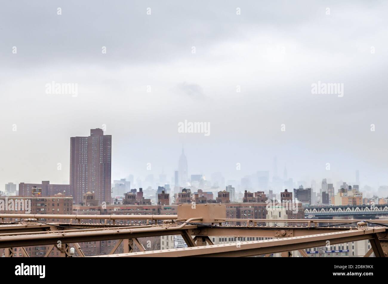View of Manhattan from Brooklyn Bridge. Buildings and Skyscrapers ...