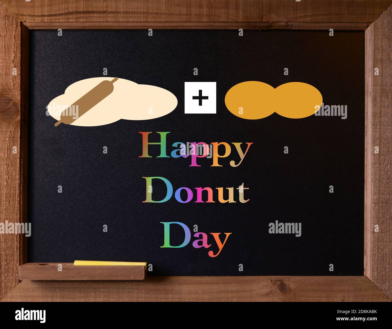 Chalkboard with a message to celebrate Donut Day Stock Photo - Alamy