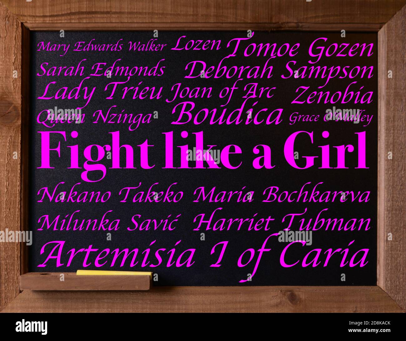 Photo of a small chalkboard with message, fight like a girl, with a ...