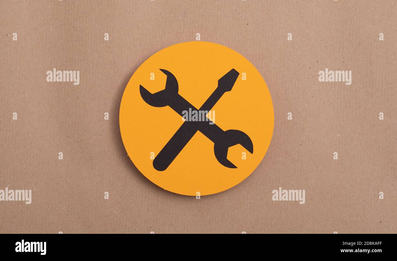 Yellow customer support service sign on a brown background Stock Photo ...