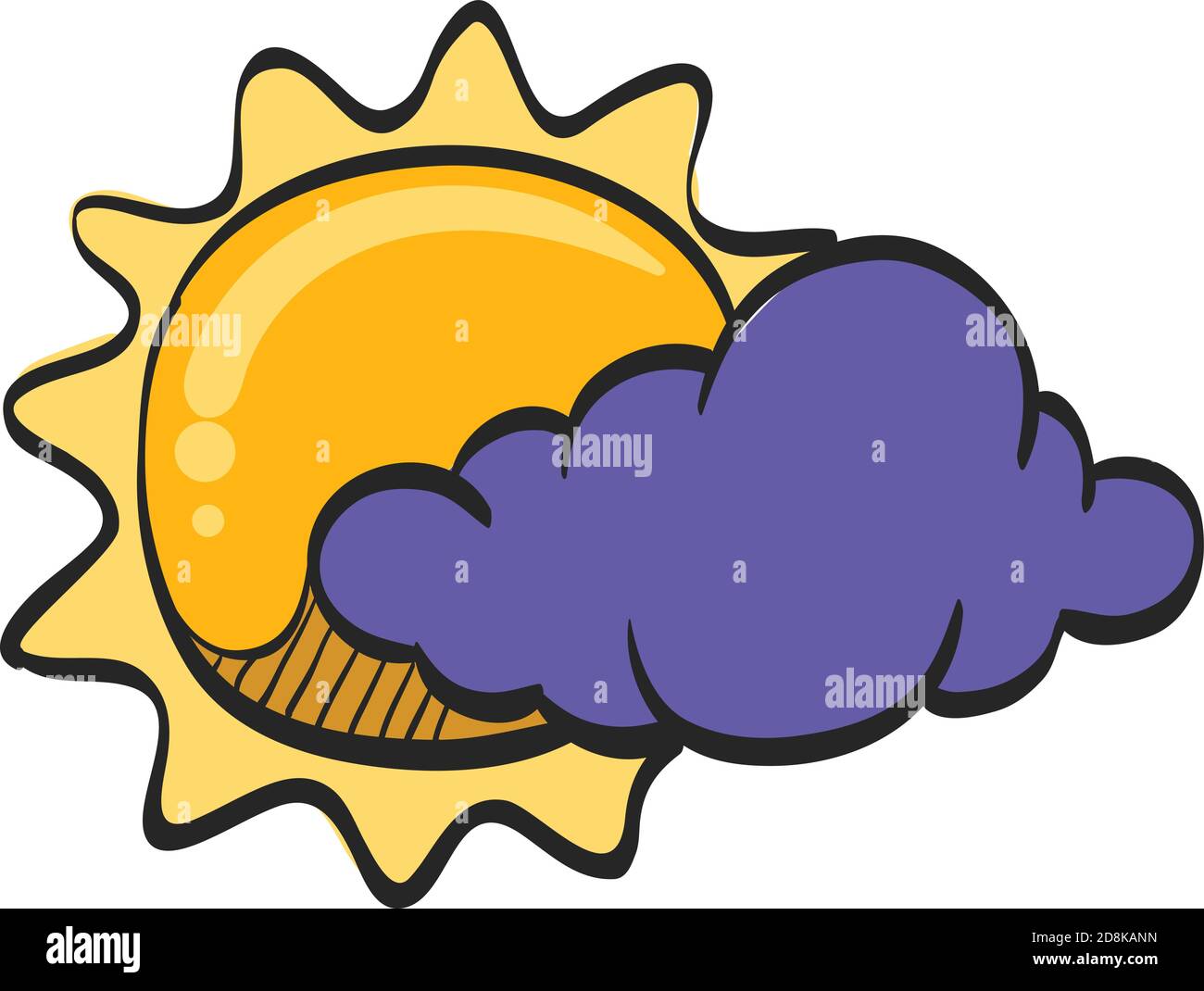 Weather forecast partly cloudy icon in color drawing. Meteorology ...