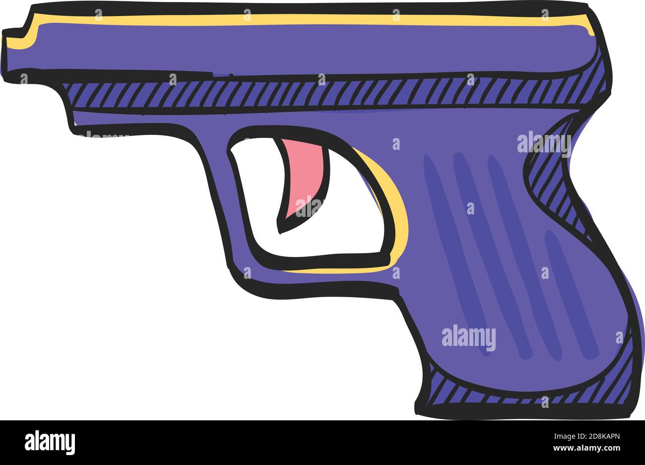 Arm gun icon in color drawing. Pistol automatic police justice crime ...