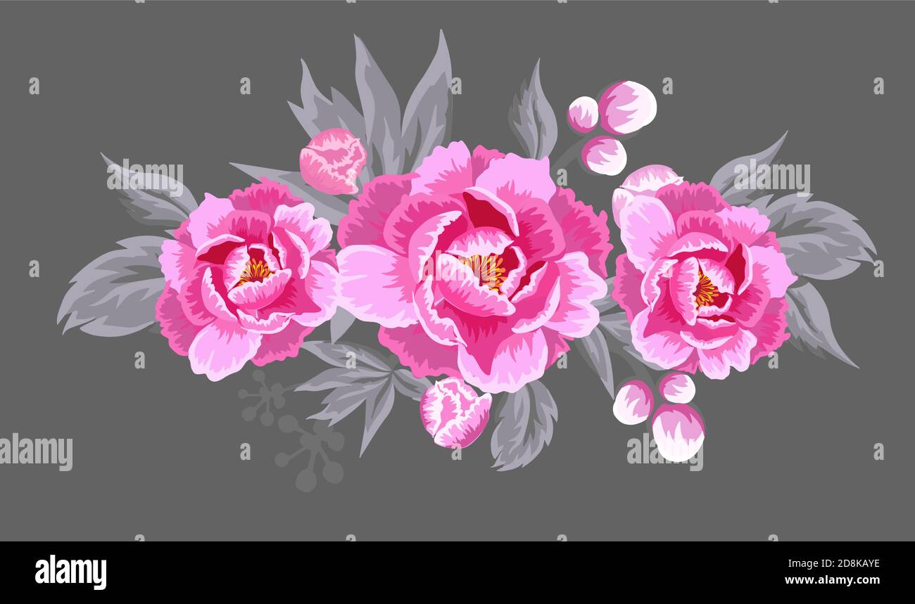 Abstraction with pink peonies. Vector illustration Stock Vector Image ...