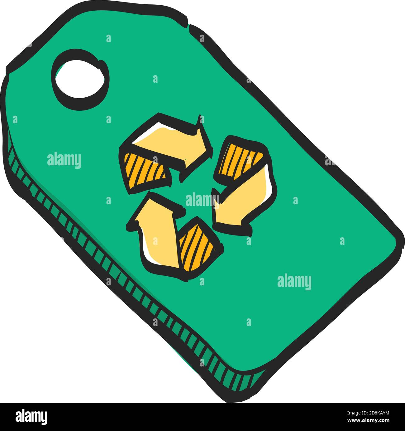 Recycle label icon in color drawing. Environment ecology eco friendly ...