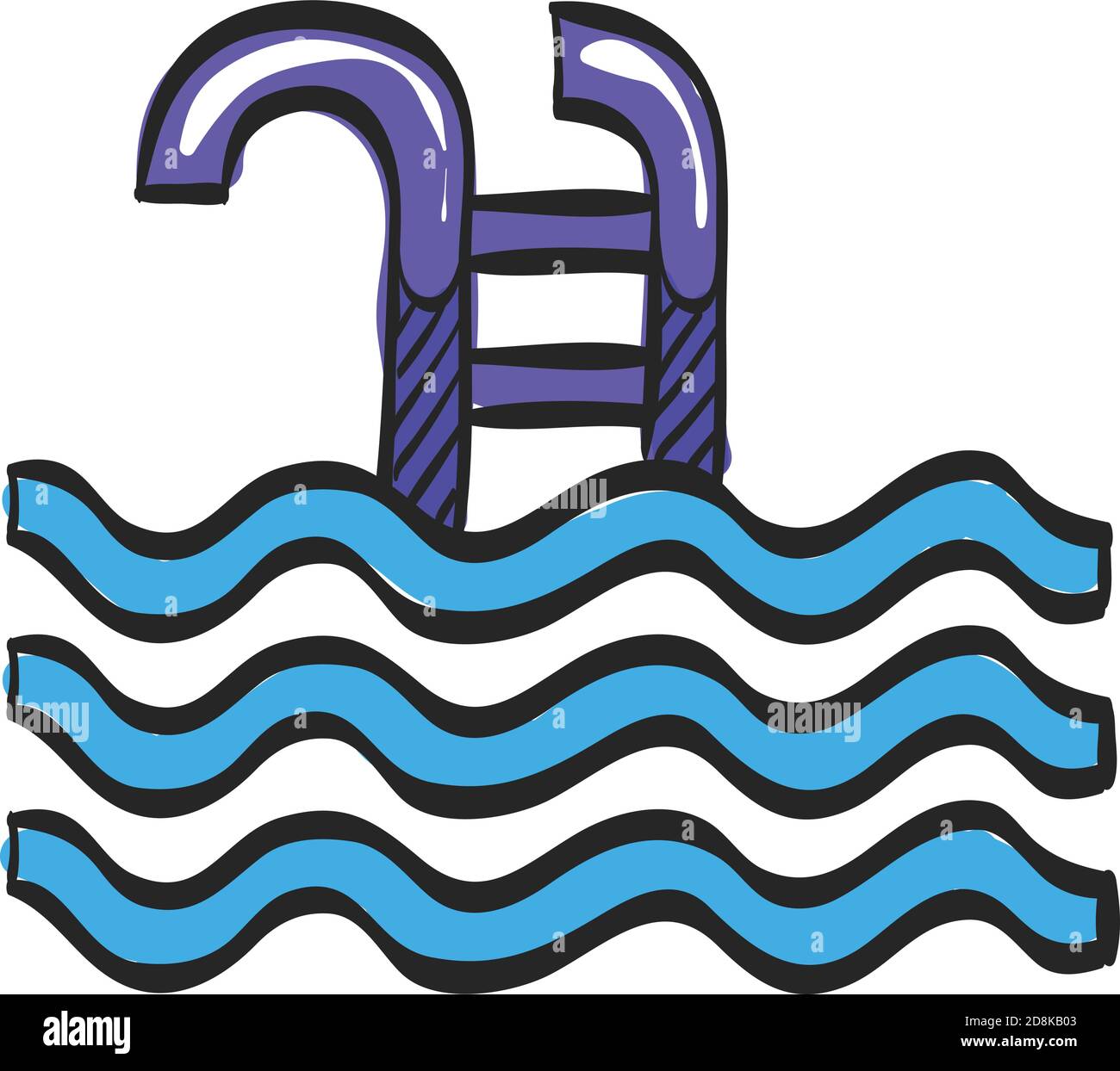 Swimming pool icon in color drawing. Athlete fitness water sport skill ...