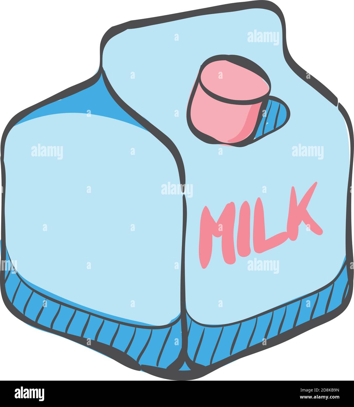 Milk packaging icon in color drawing. Food breakfast breakfast paper ...