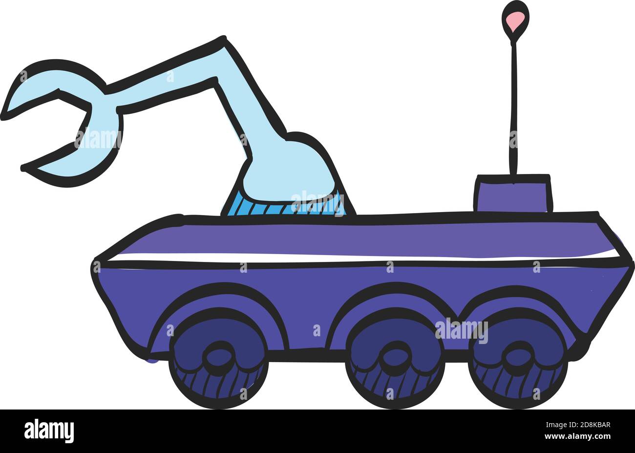 Space rover icon in color drawing. Vehicle, exploration, planet surface ...