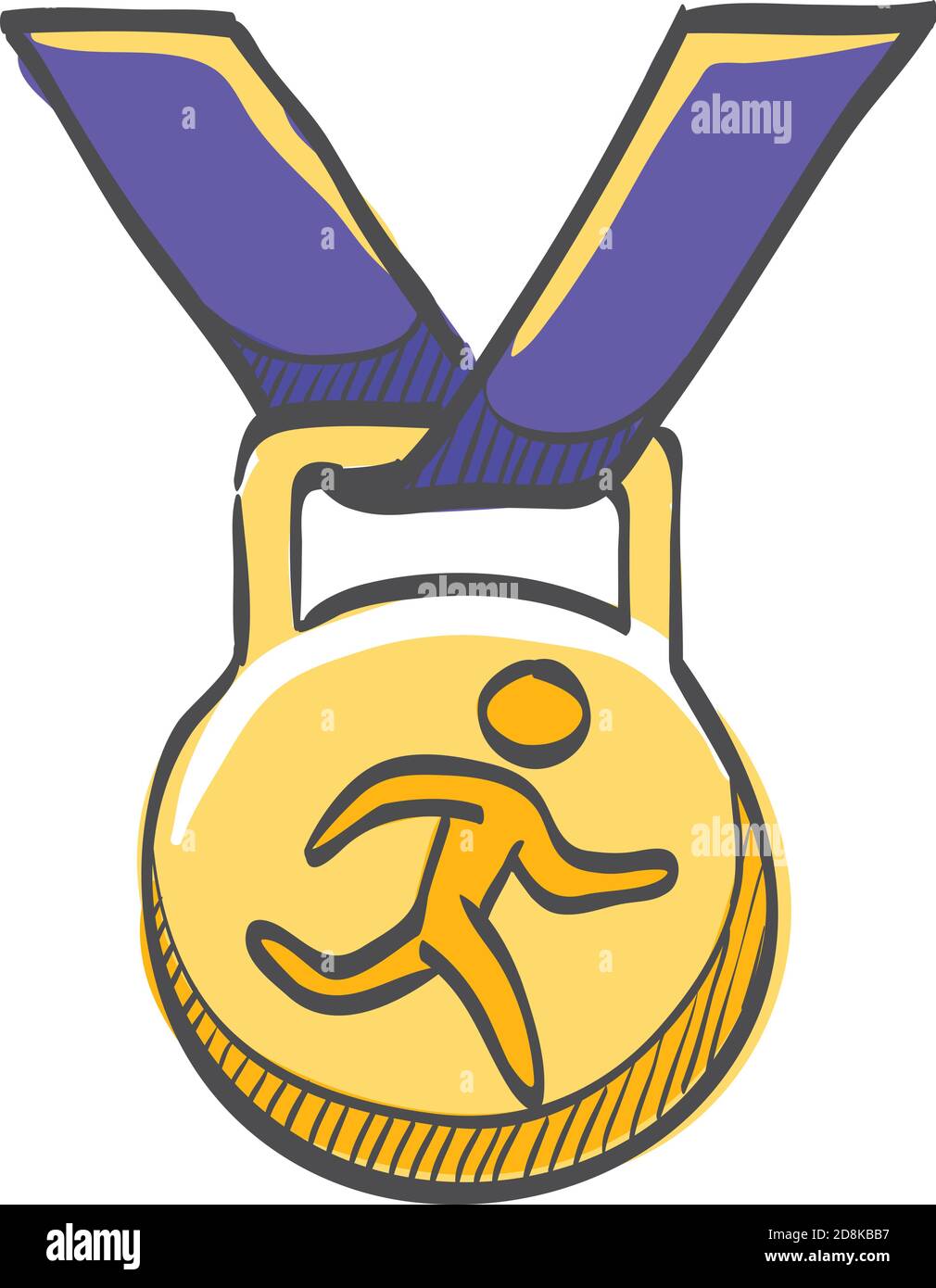 Athletic medal icon in color drawing. Sport sprinter triathlon marathon ...