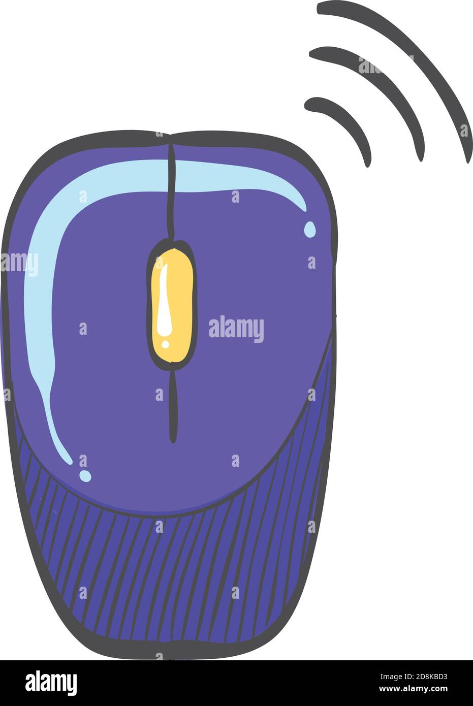 Computer mouse icon in color drawing. Wireless Bluetooth connection ...