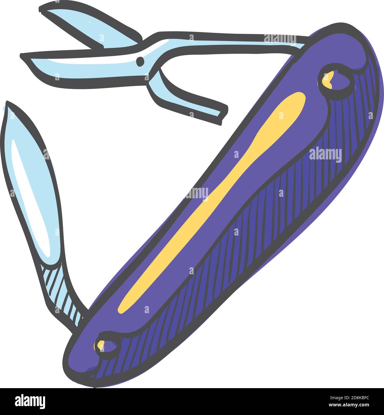 Multi tool icon in color drawing. Multifunction camping survival ...
