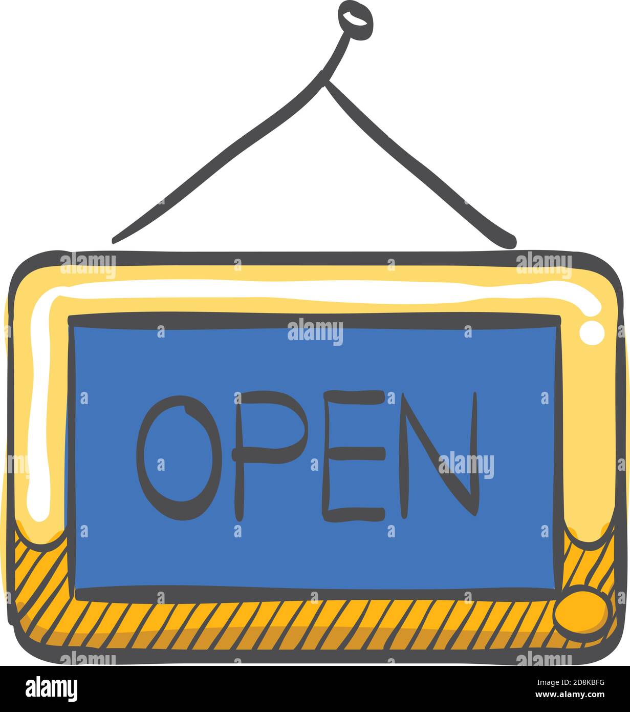 Open sign icon in color drawing. Cafe restaurant shop store market ...