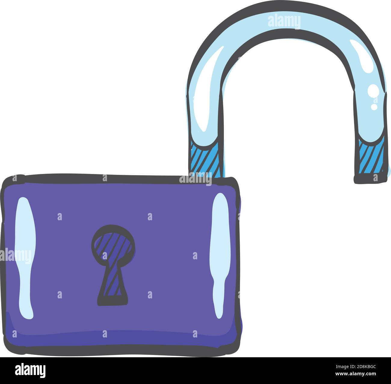 Padlock unlocked icon in color drawing. Safety, protection Stock Vector ...