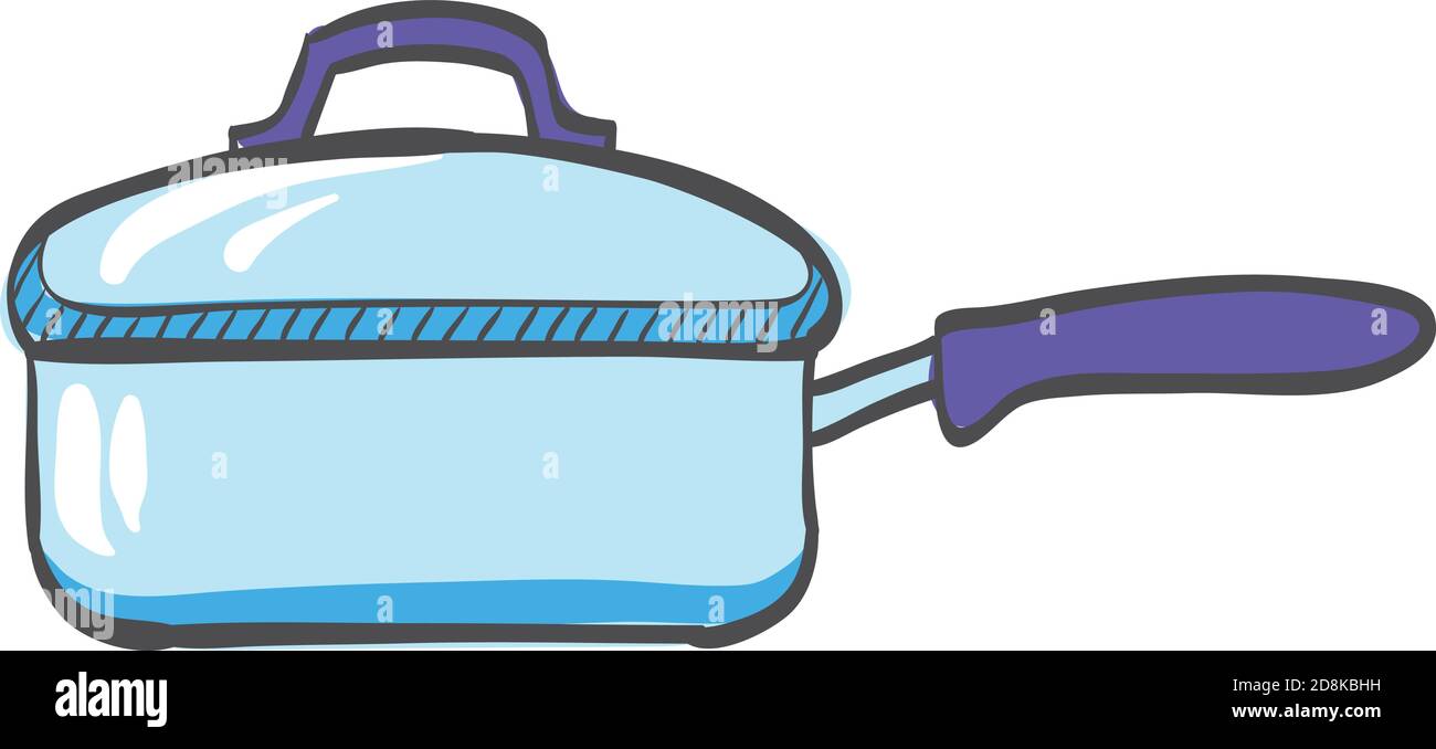 Cooking pan icon in color drawing. Food restaurant chef utensil boiling ...