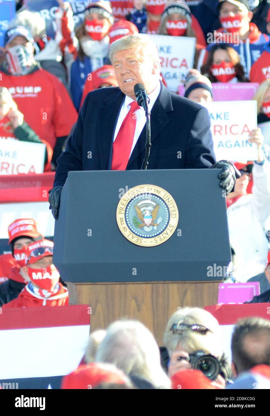 October 30, 2020 - President Donald Trump speaks during a campaign ...
