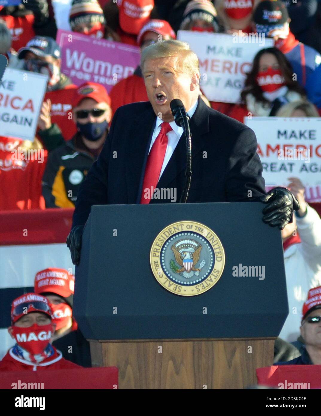 October 30, 2020 - President Donald Trump speaks during a campaign ...