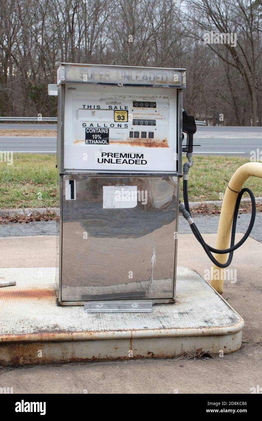 Close up on vintage Gas Pumps at the abandoned Gas stations Stock Photo ...