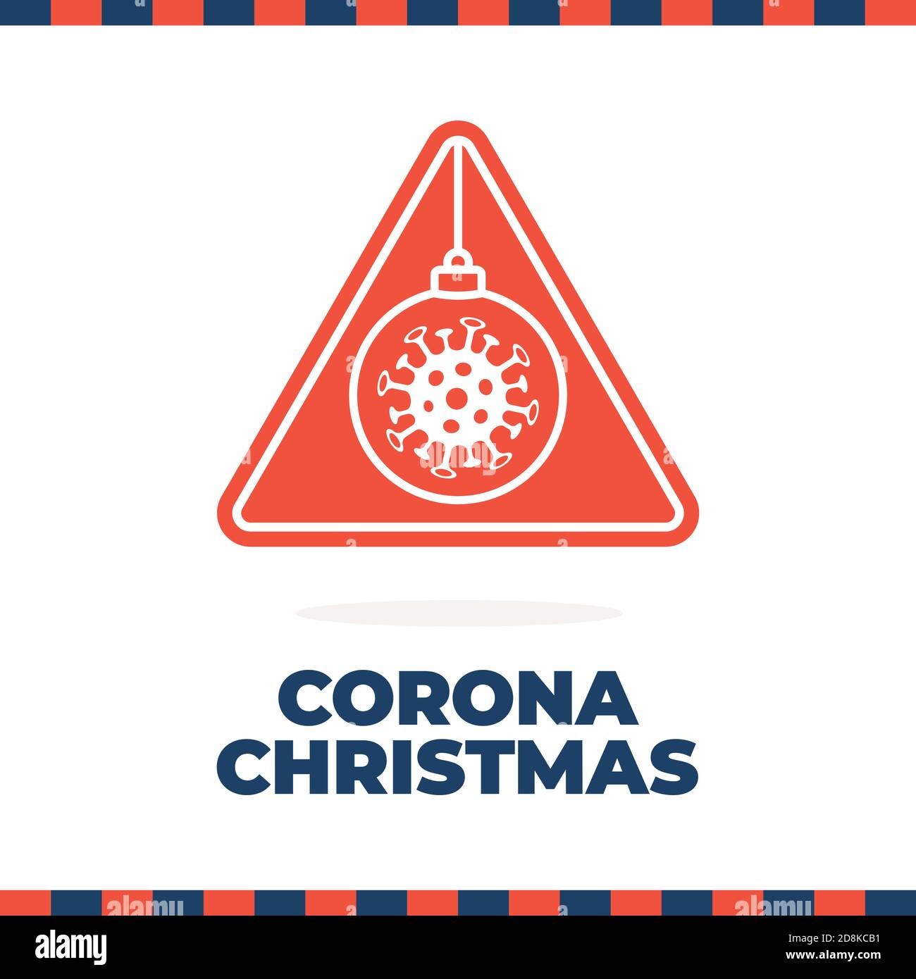 Christmas Coronavirus road sign. Flat cartoon Christmas ball Corona ...
