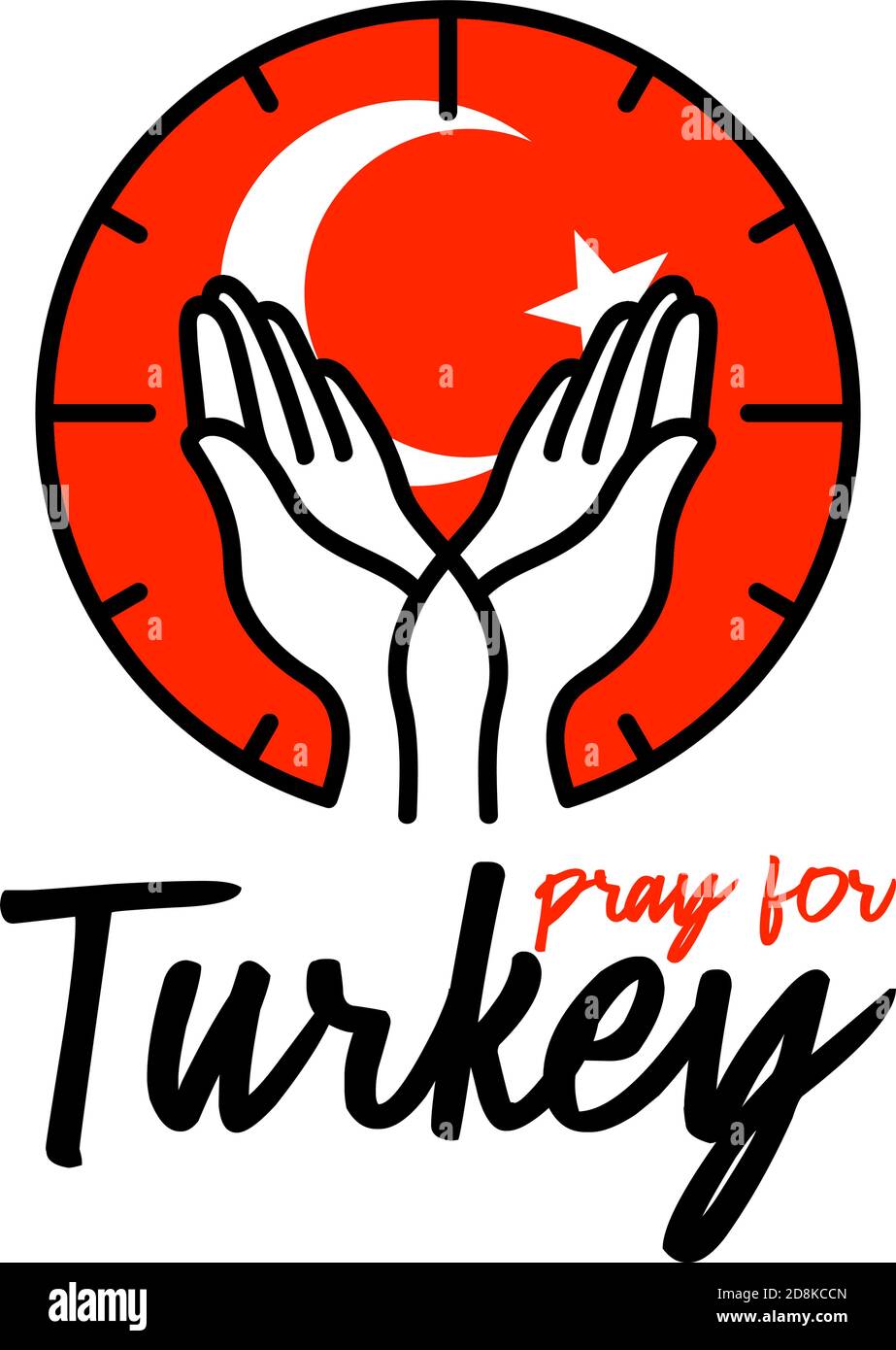 vector pray for Turkey, two hand gently holding position with Turkish ...