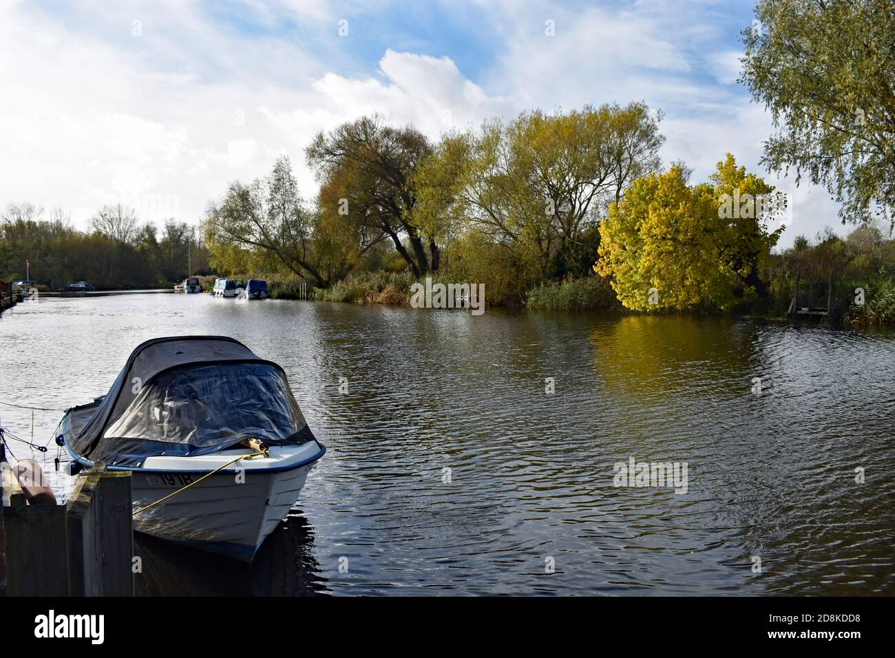 The River Waveney as it turns a bend by the tow of Beccles in The ...