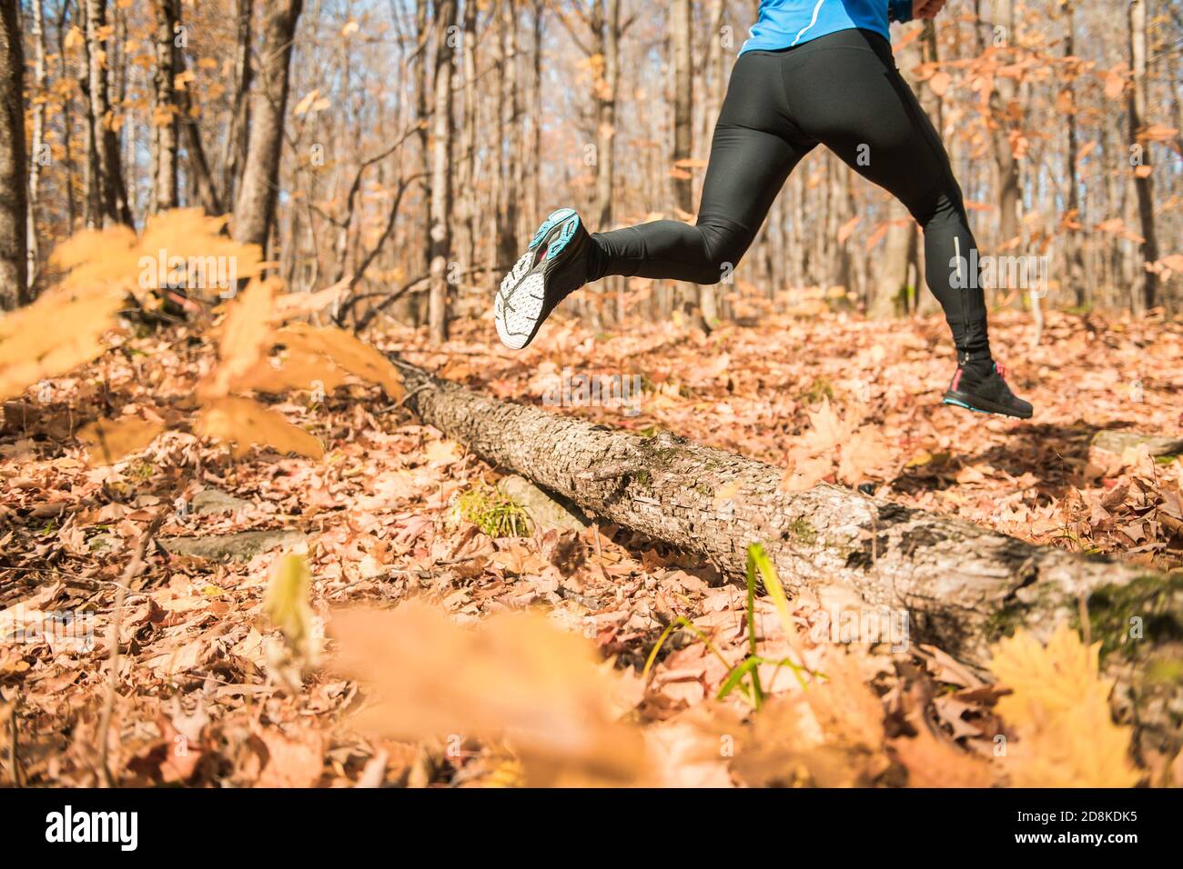 feet of a runner running in autumn leaves training exercise Stock Photo ...