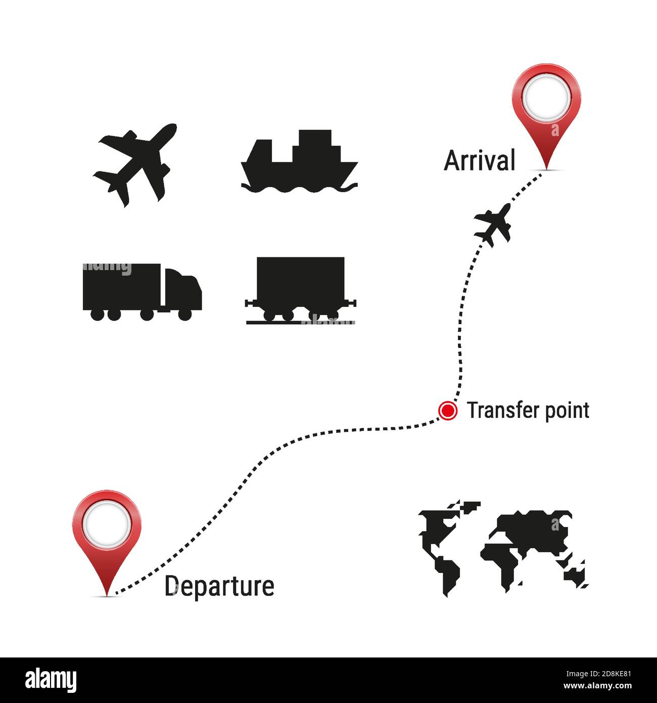 Cargo transportation icon set and route template Stock Vector Image ...