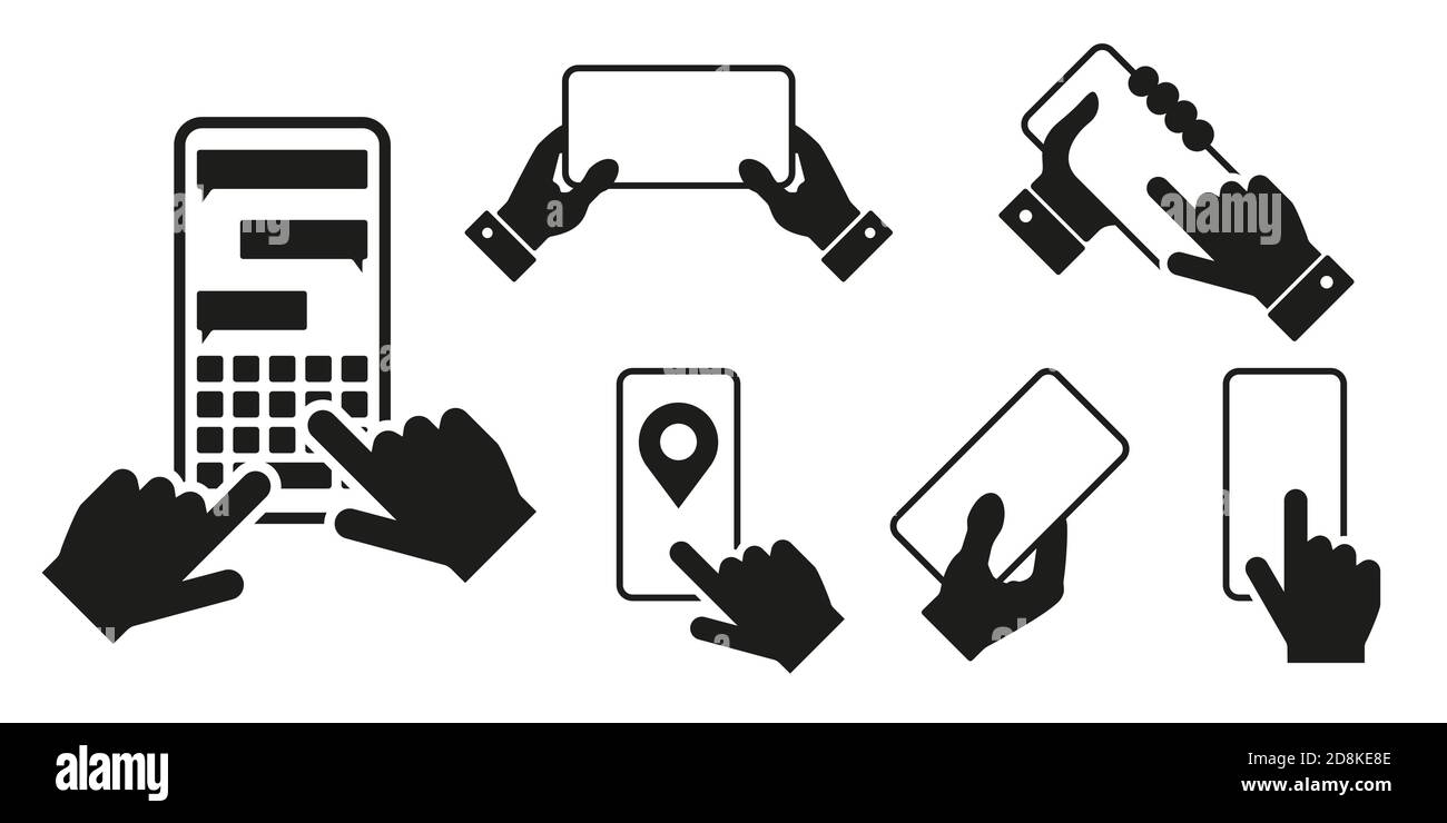 Smartphone hands vector icon set Stock Vector Image & Art - Alamy