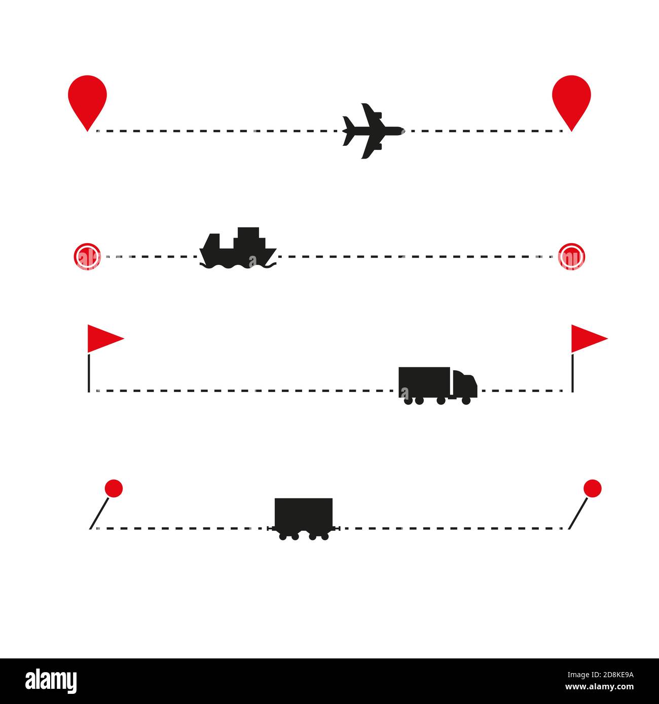 Cargo transportation icon set and route template Stock Vector Image ...