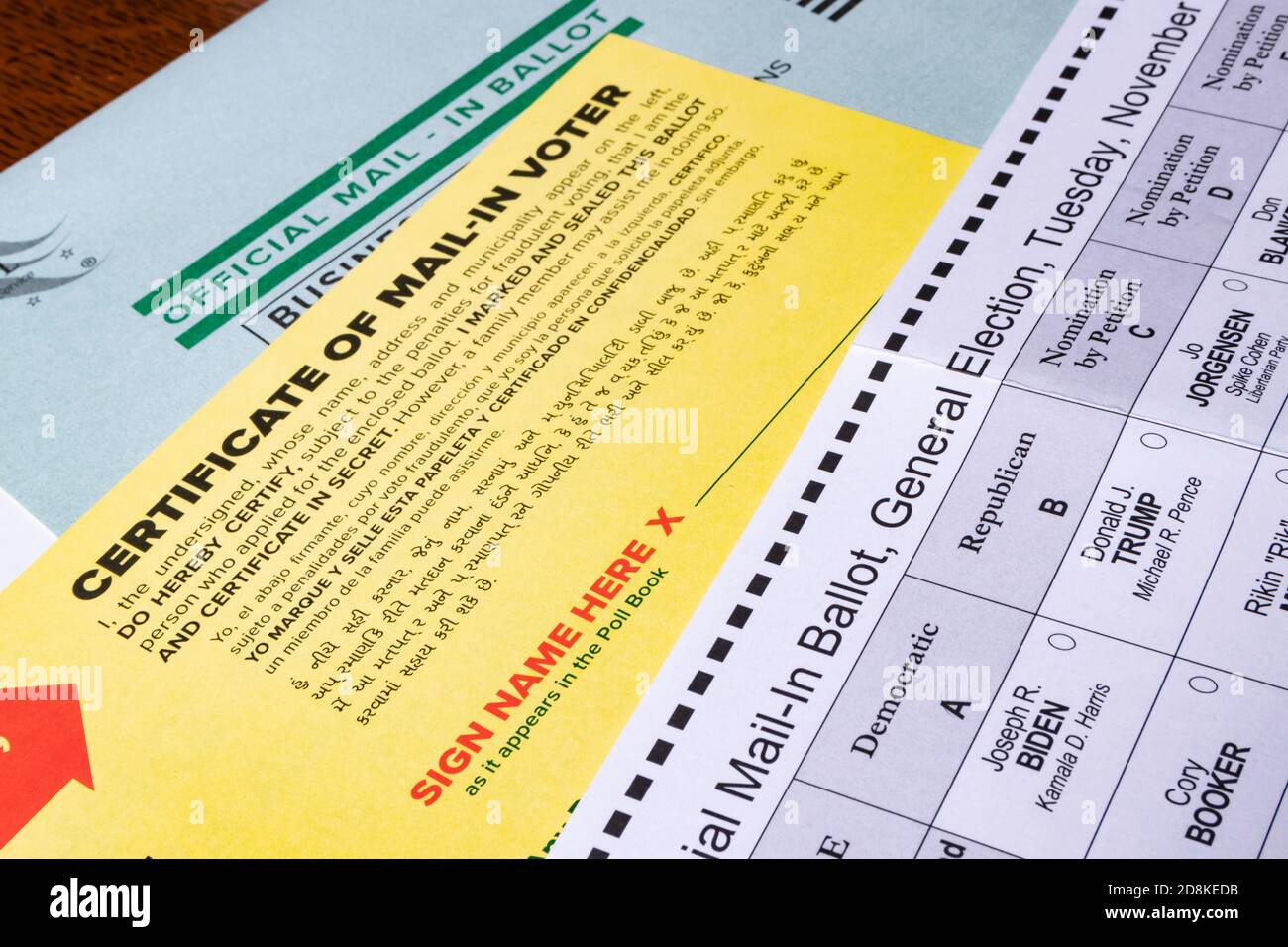 Official mail-in ballot for 2020 US General Election Stock Photo - Alamy