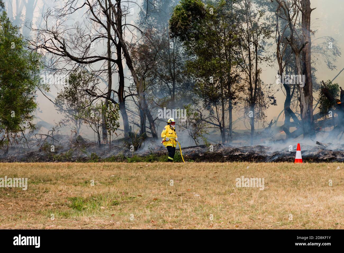 Hazard reduction burning being done in outer Sydney in spring, just ...