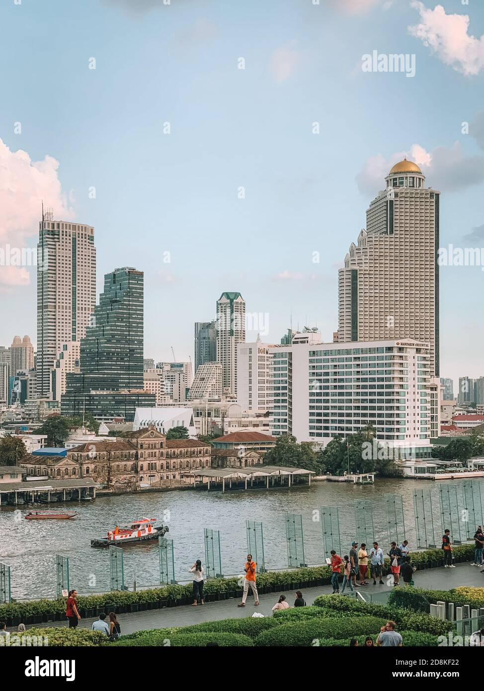 View of buildings along the Chao Phraya River, from IconSiam, in ...