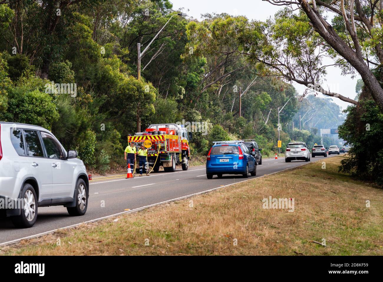 Hazard reduction burning being done in outer Sydney in spring, just ...
