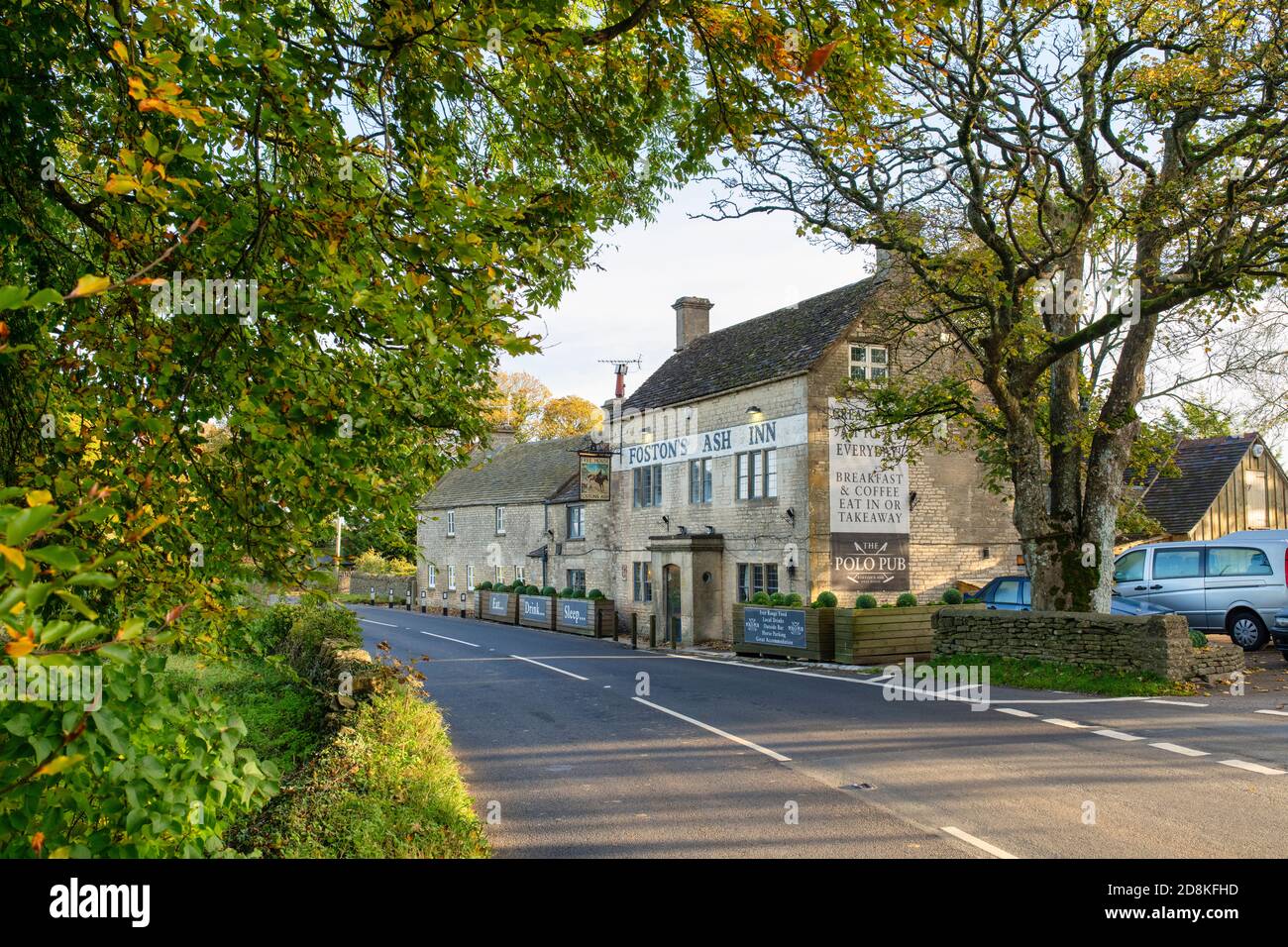 Foston's Ash pub in autumn. Slad Road, The Camp, nr Stroud, Cotswolds ...