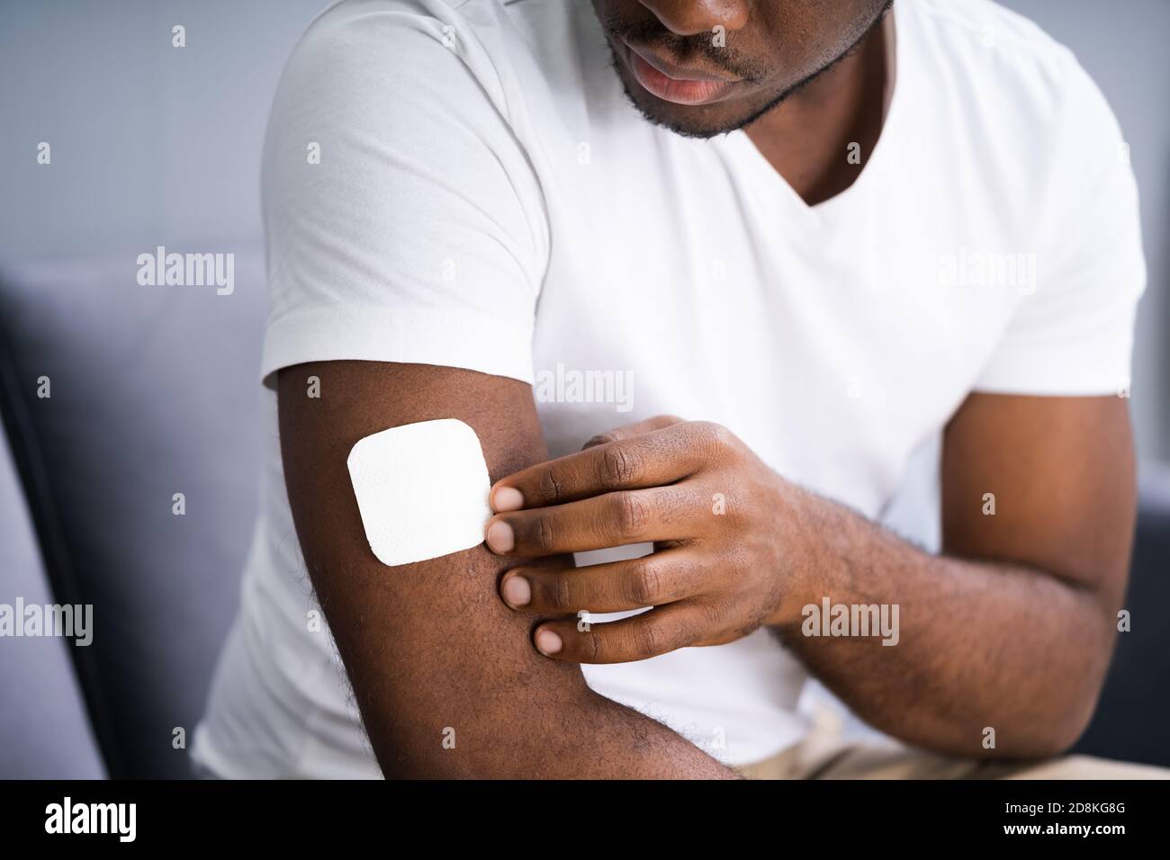 Applying Nicotine Drug Smoking Medicinal Therapy Patch Stock Photo - Alamy