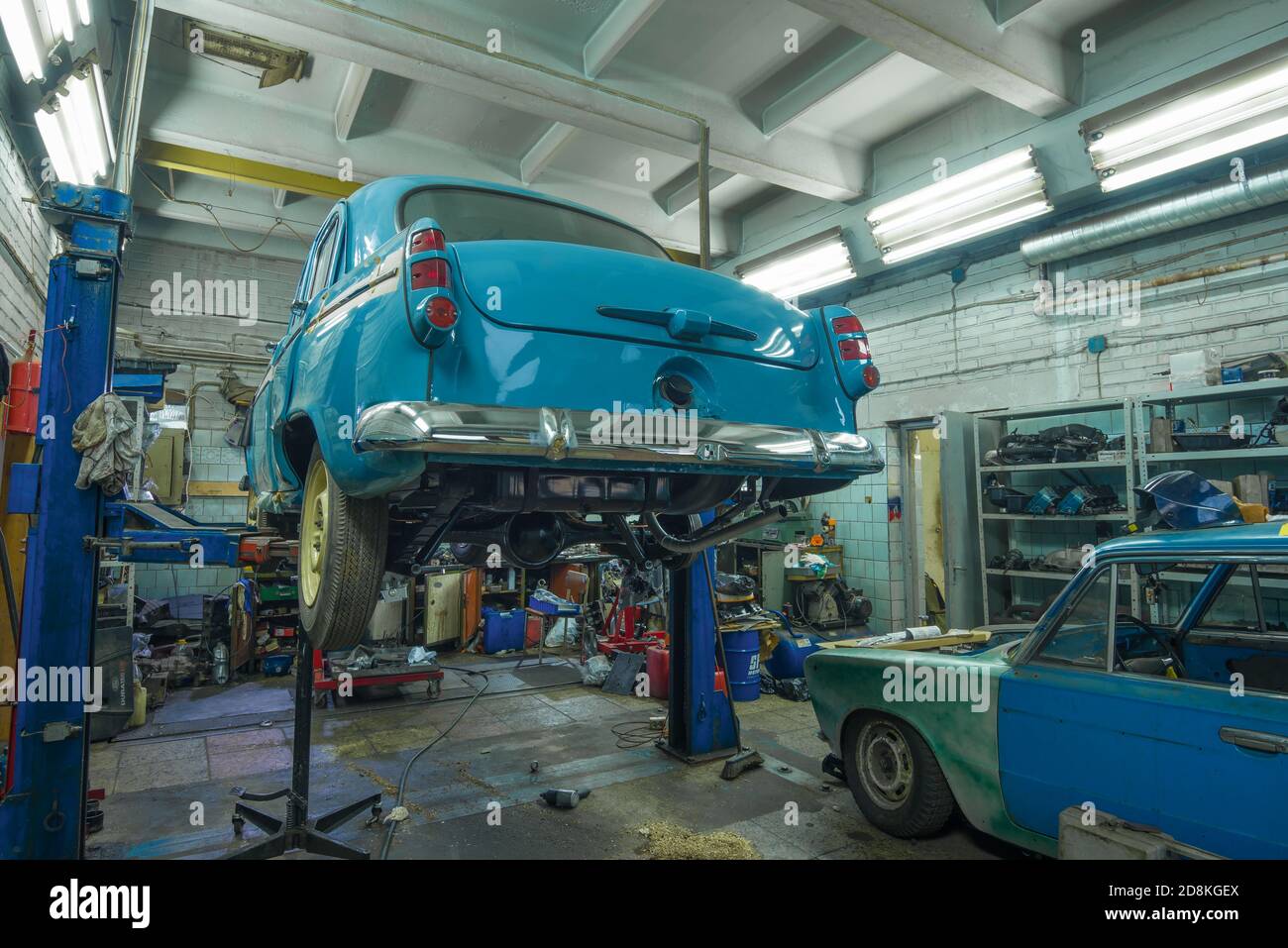 SAINT PETERSBURG, RUSSIA - AUGUST 03, 2020: Soviet retro car "Moskvich ...